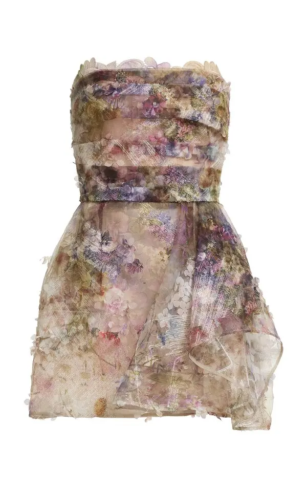Elie Saab Floral-embellished Organza Mini Dress