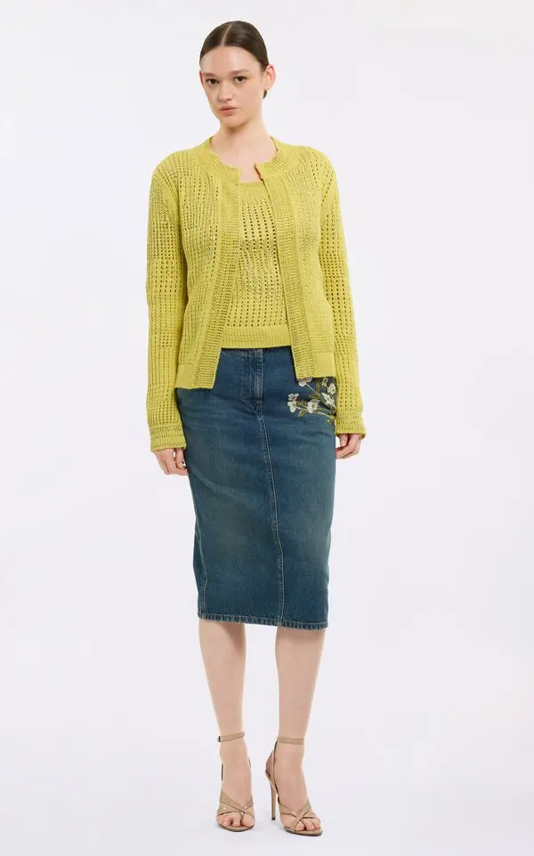 Elie Saab Mixed Knit Cotton-blend Cardigan
