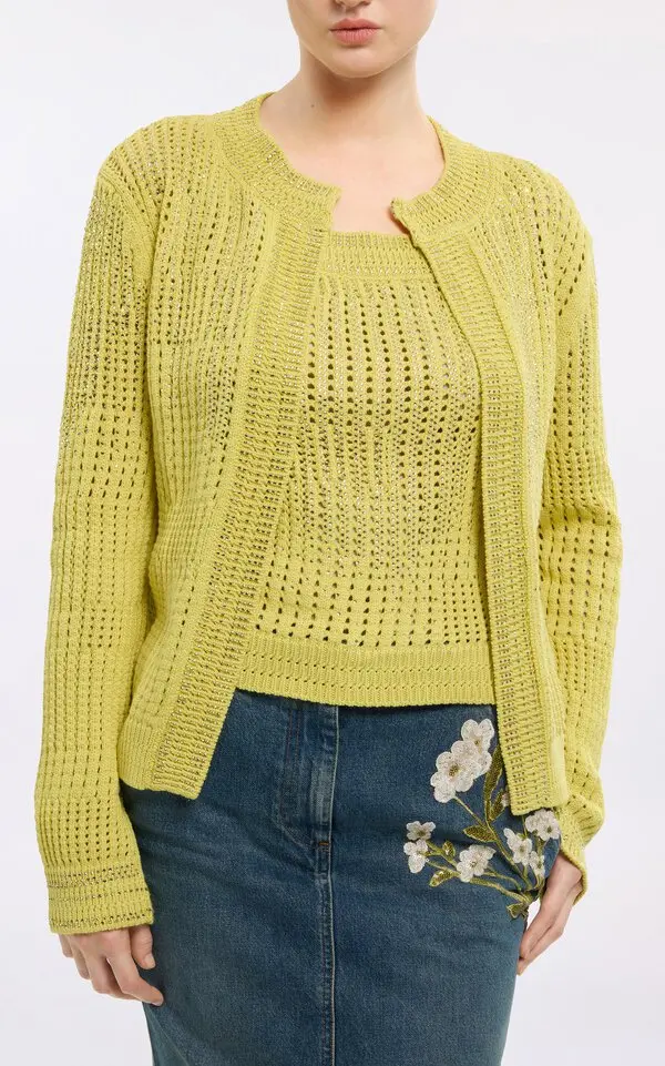 Elie Saab Mixed Knit Cotton-blend Cardigan