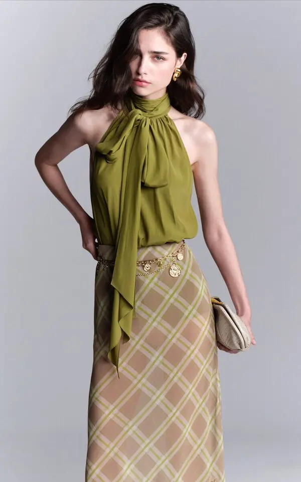 Elie Saab Silk Midi Skirt