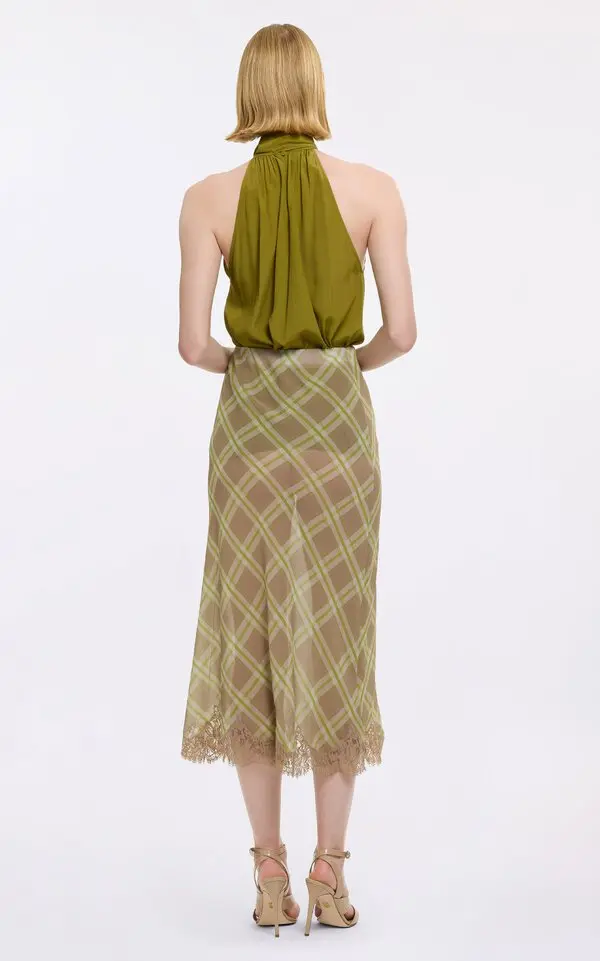 Elie Saab Silk Midi Skirt