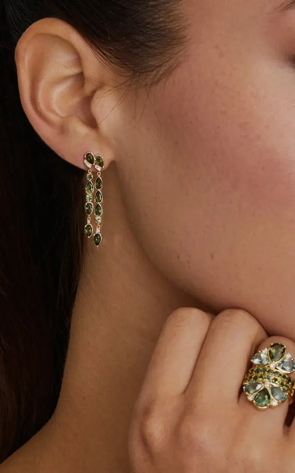 Jamie Wolf 18k Yellow Gold Tourmaline And Diamond Drop Earrings