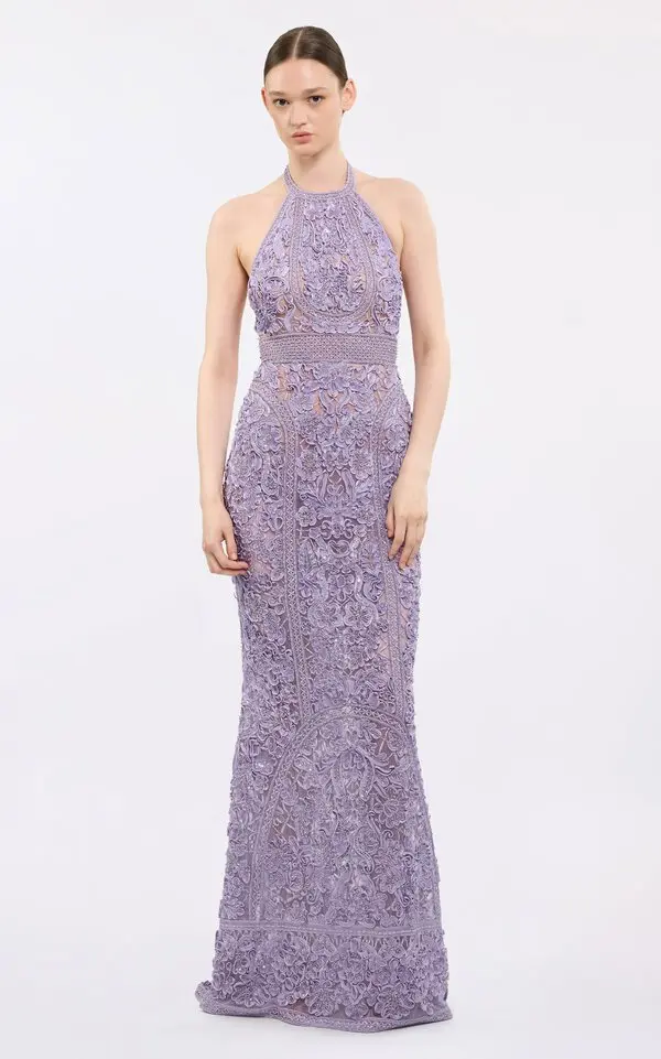 Elie Saab Embroidered Silk-blend Gown