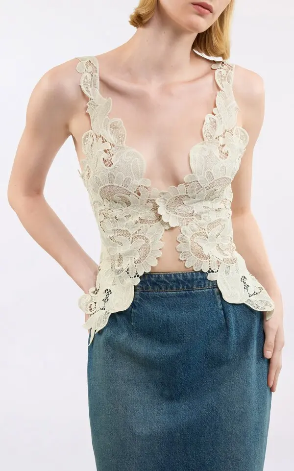Elie Saab Macrame Lace Top