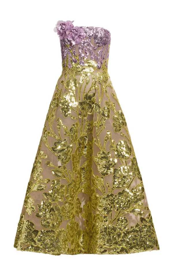 Elie Saab Embroidered Sequined Gown
