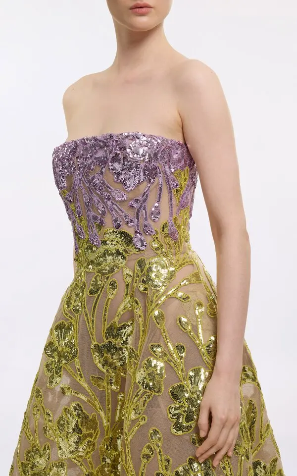 Elie Saab Embroidered Sequined Gown