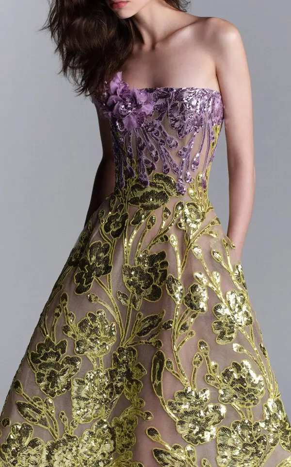 Elie Saab Embroidered Sequined Gown