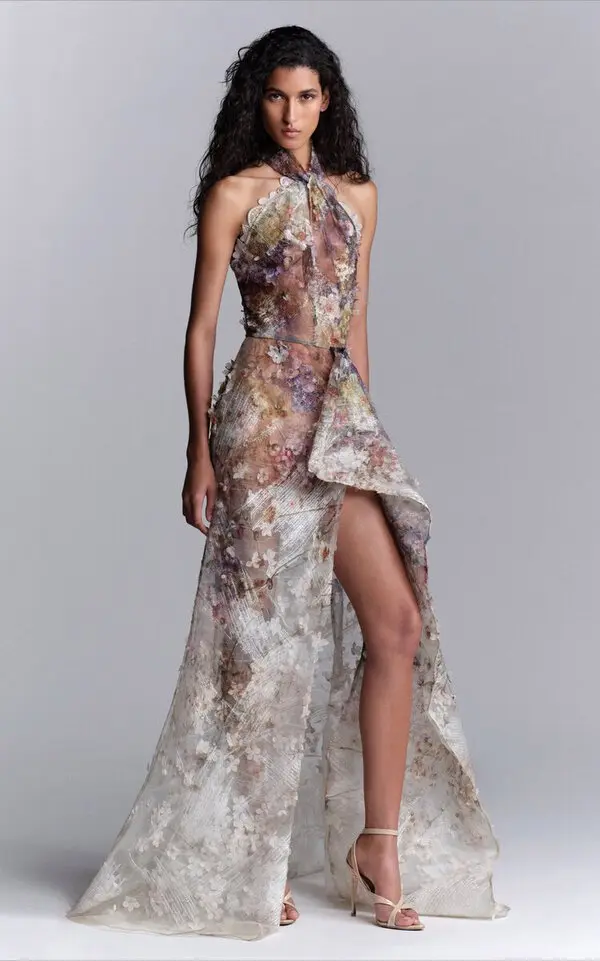 Elie Saab Floral-applique Organza Gown