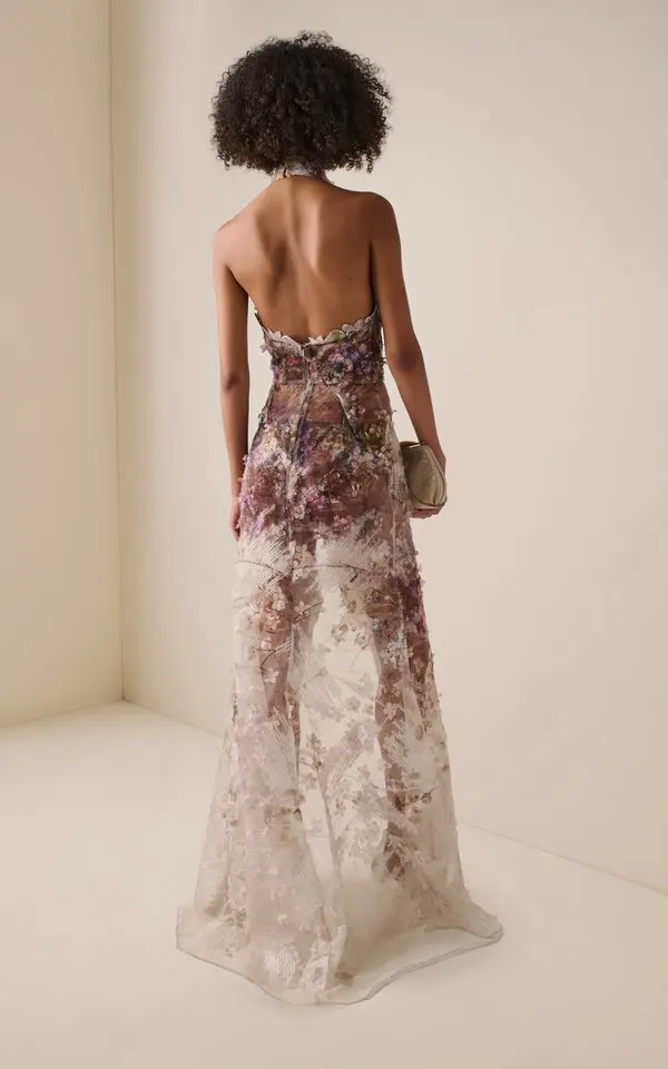 Elie Saab Floral-applique Organza Gown
