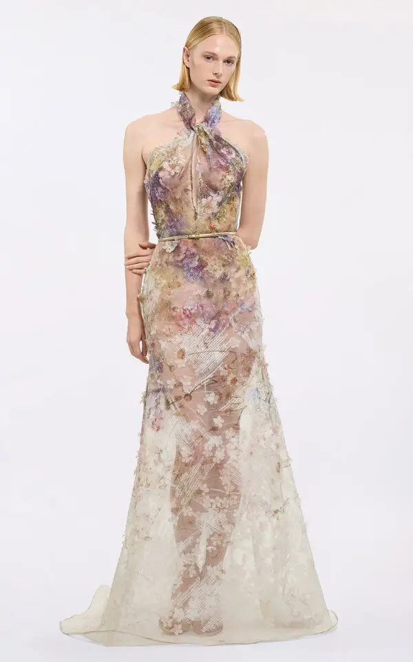Elie Saab Floral-applique Organza Gown