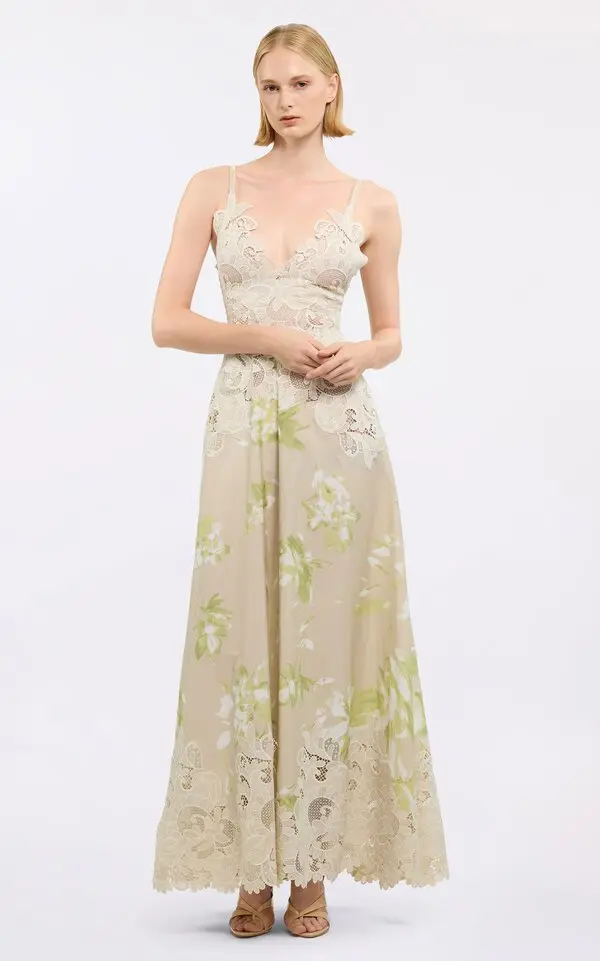 Elie Saab Lace-bodice Maxi Dress