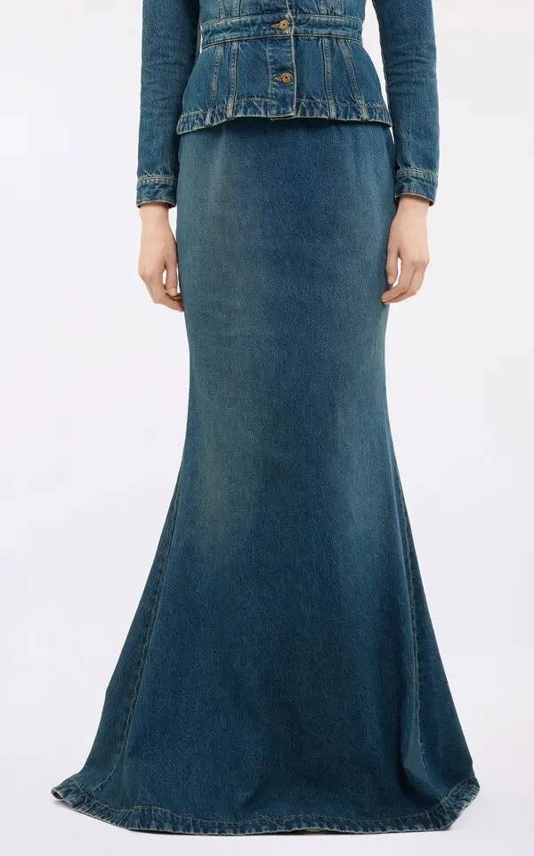 Elie Saab Denim Maxi Skirt