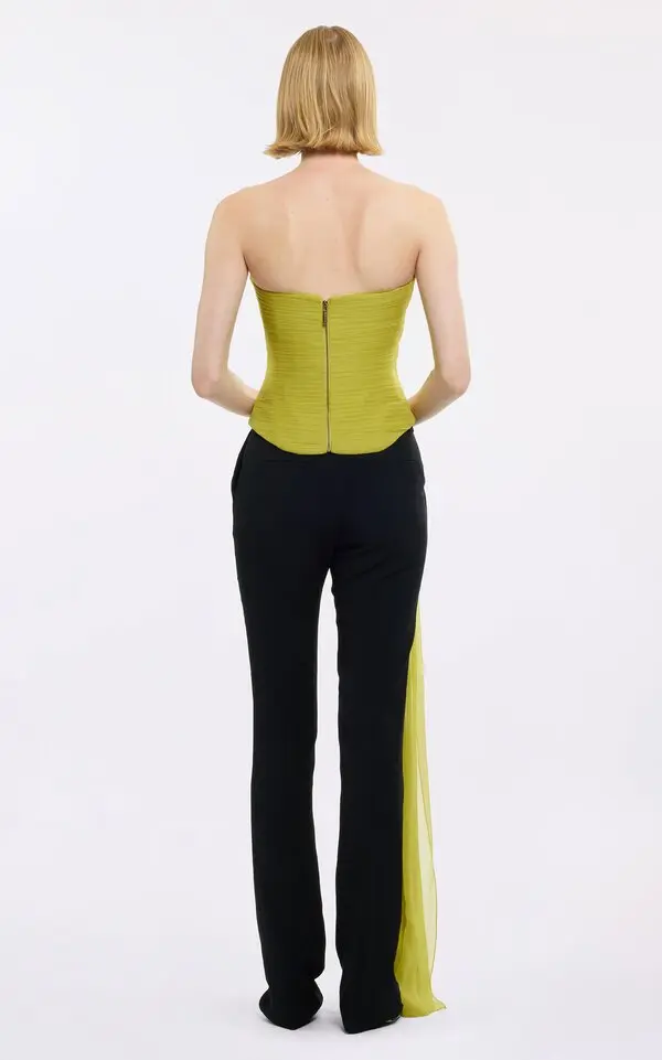 Elie Saab Pleated Silk Bustier Top