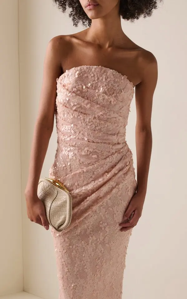 Elie Saab Strapless Sequined Maxi Dress