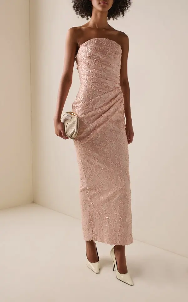 Elie Saab Strapless Sequined Maxi Dress
