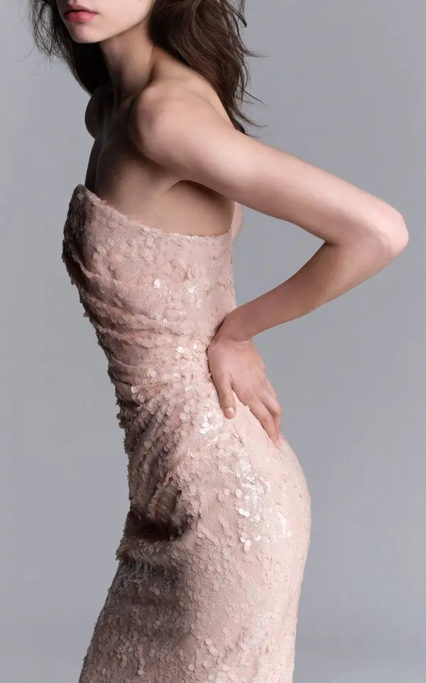 Elie Saab Strapless Sequined Maxi Dress