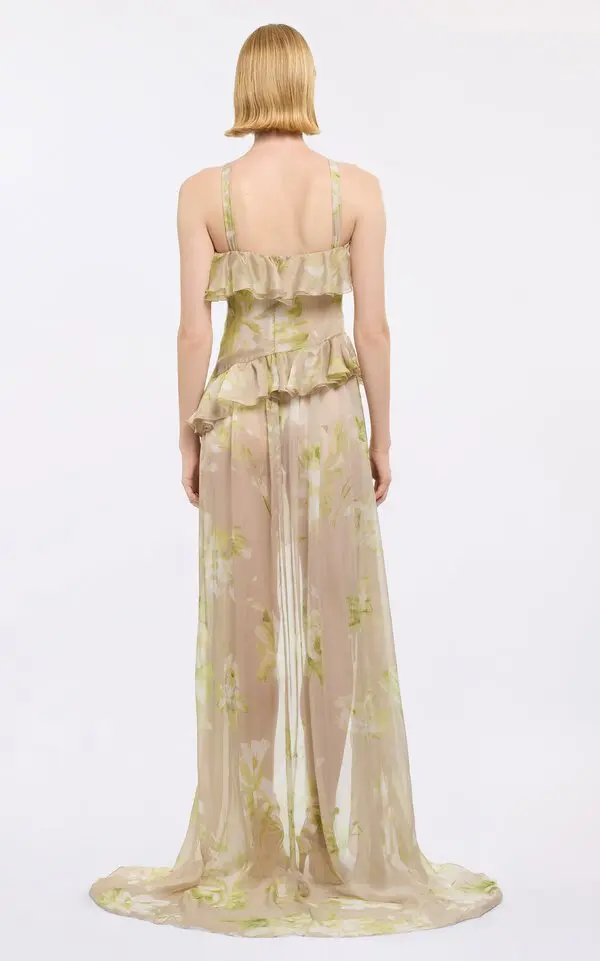 Elie Saab Asymmetrical Draped Ruffle Silk-chiffon Gown
