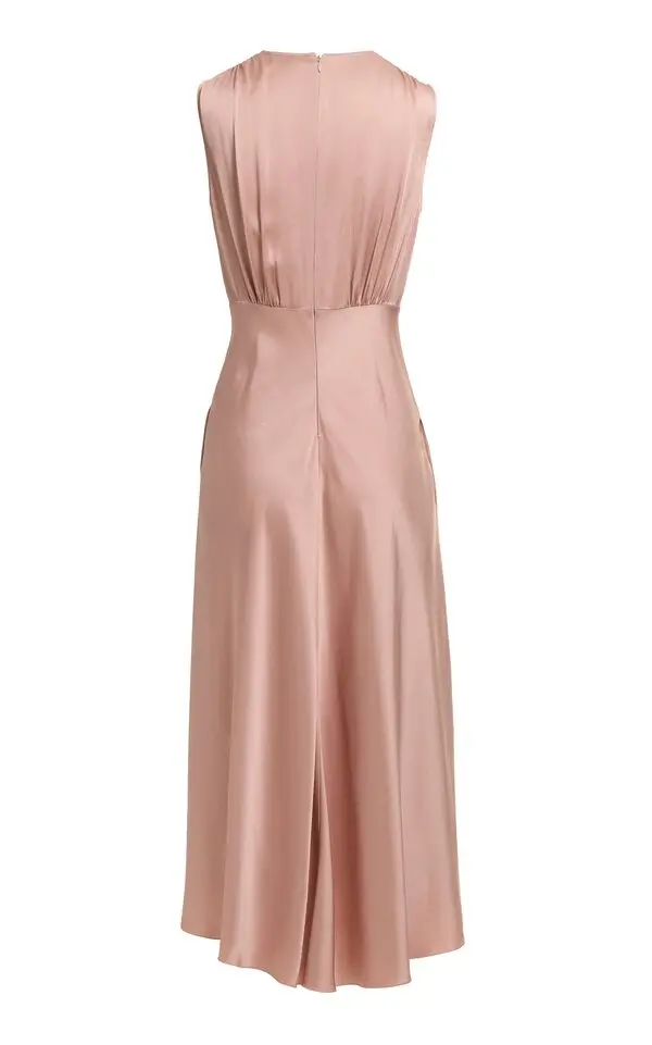Elie Saab Deep V-neck Satin Midi Dress