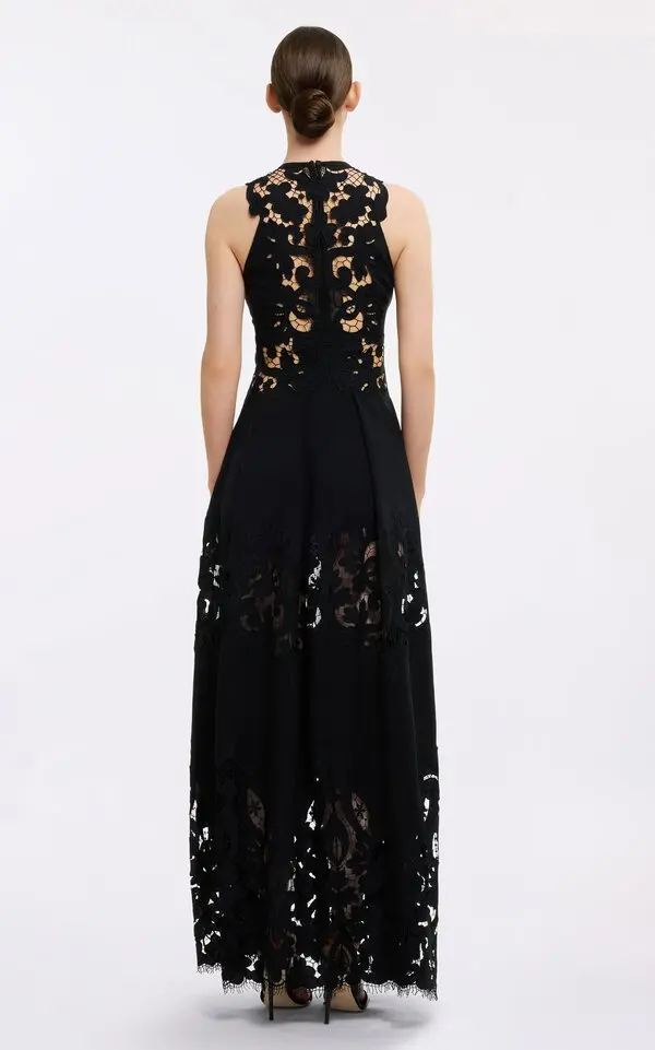 Elie Saab Lace-paneled Maxi Dress