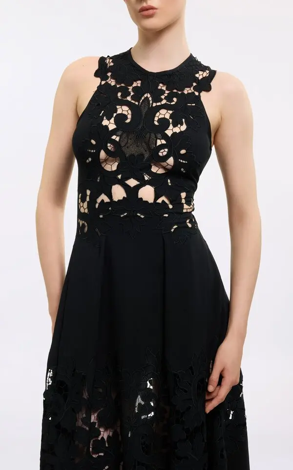 Elie Saab Lace-paneled Maxi Dress