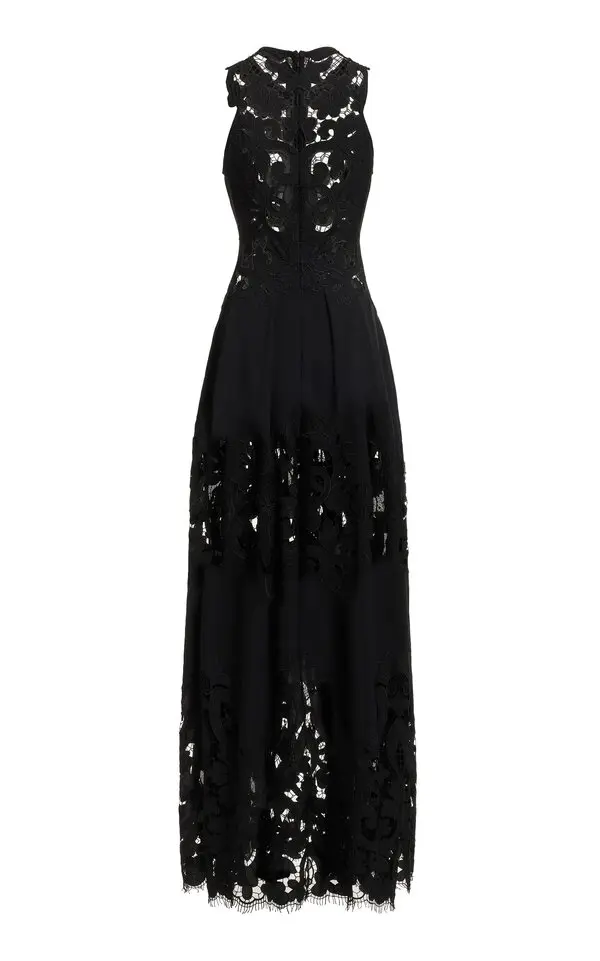 Elie Saab Lace-paneled Maxi Dress