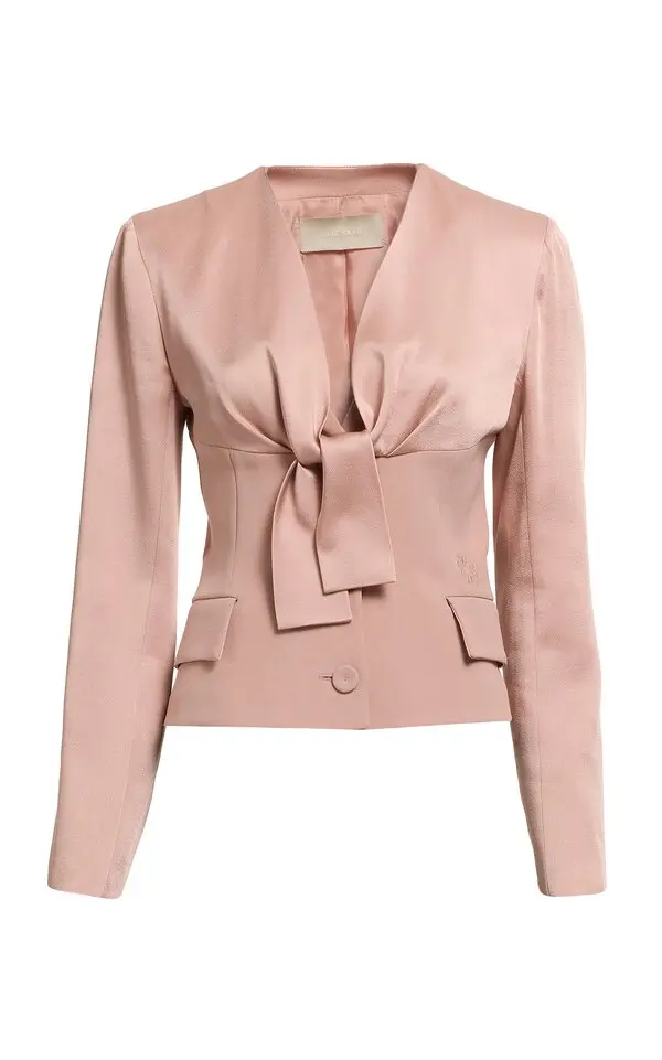 Elie Saab Front-tie Satin Jacket - Light Pink