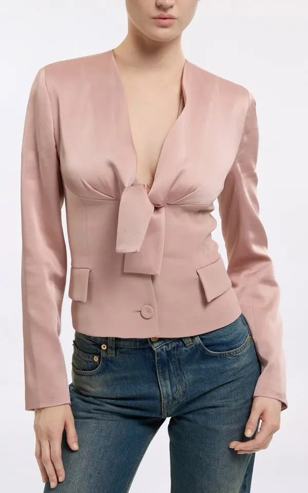 Elie Saab Front-tie Satin Jacket