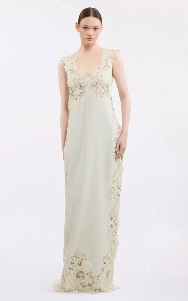 Elie Saab Macrame Lace-embellished Maxi Dress