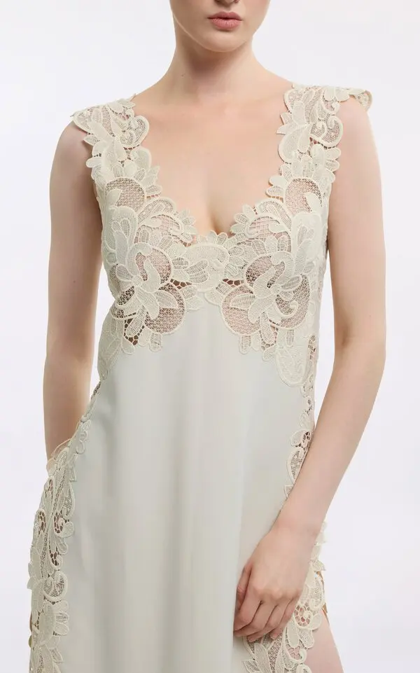 Elie Saab Macrame Lace-embellished Maxi Dress