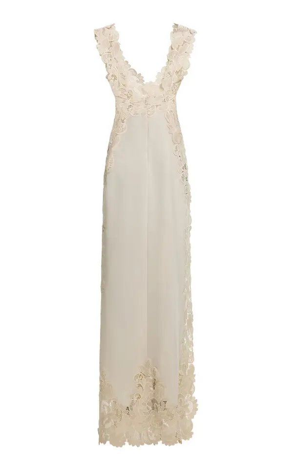Elie Saab Macrame Lace-embellished Maxi Dress