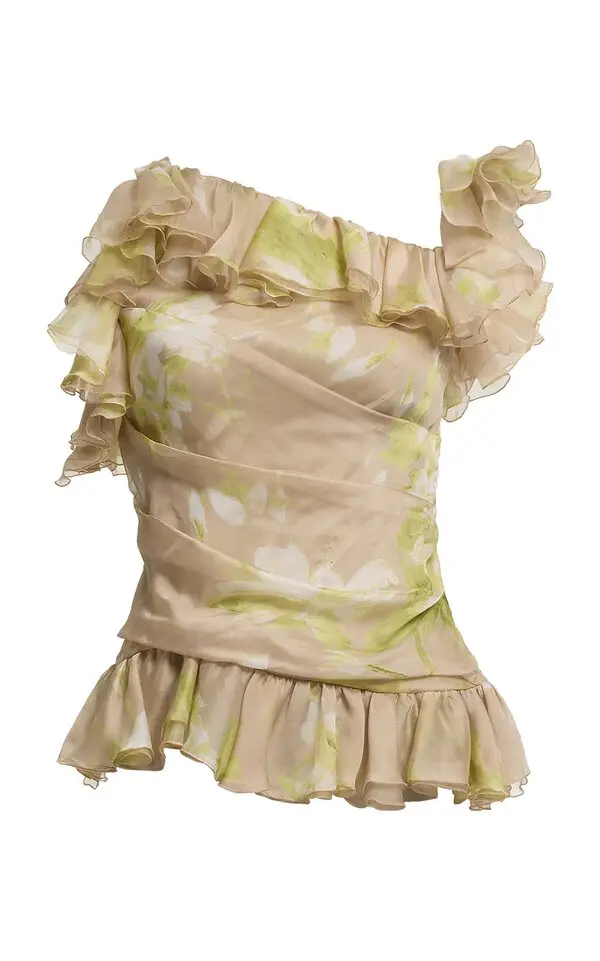Elie Saab Ruffle-hem Silk-chiffon Top