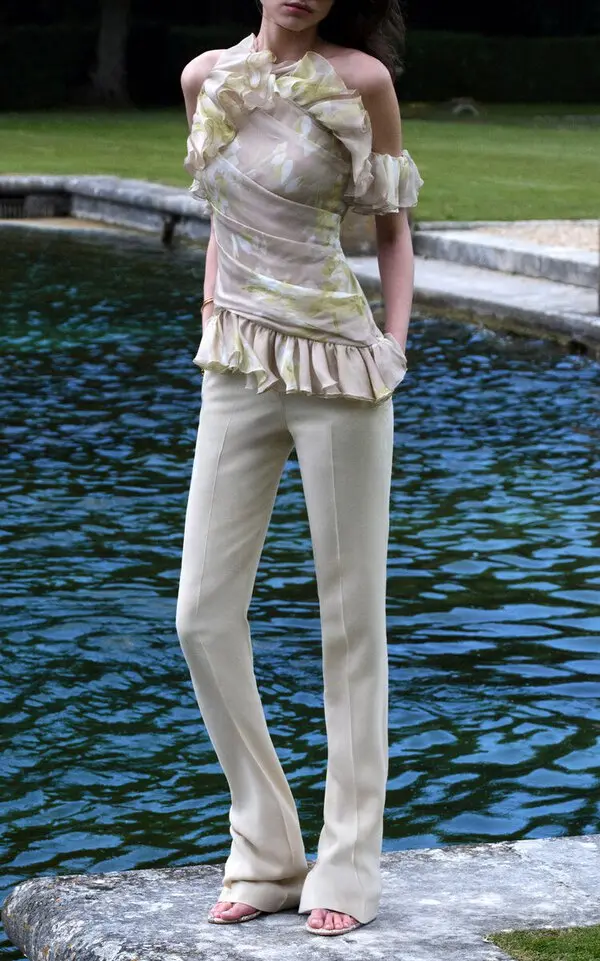 Elie Saab Ruffle-hem Silk-chiffon Top