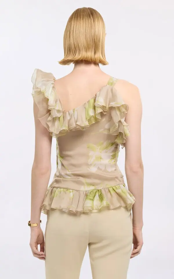 Elie Saab Ruffle-hem Silk-chiffon Top