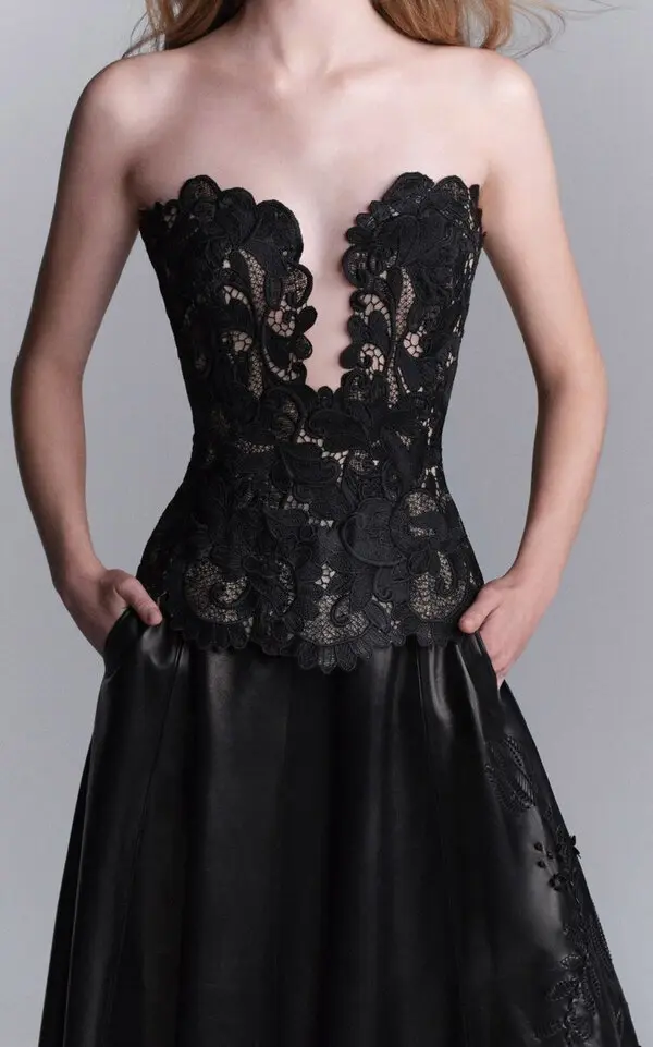 Elie Saab Embroidered Leather Maxi Skirt