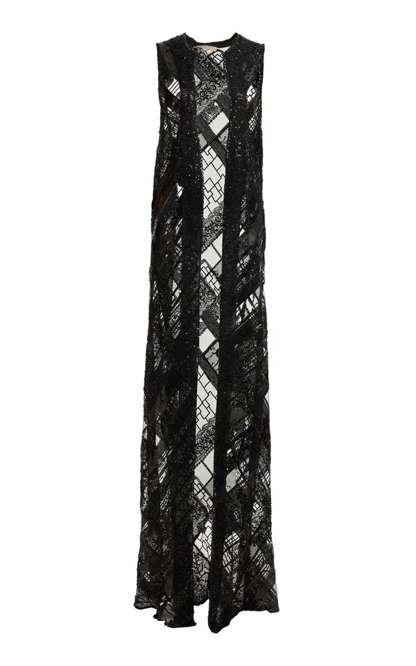 Elie Saab Sequined Sheer Vest Top