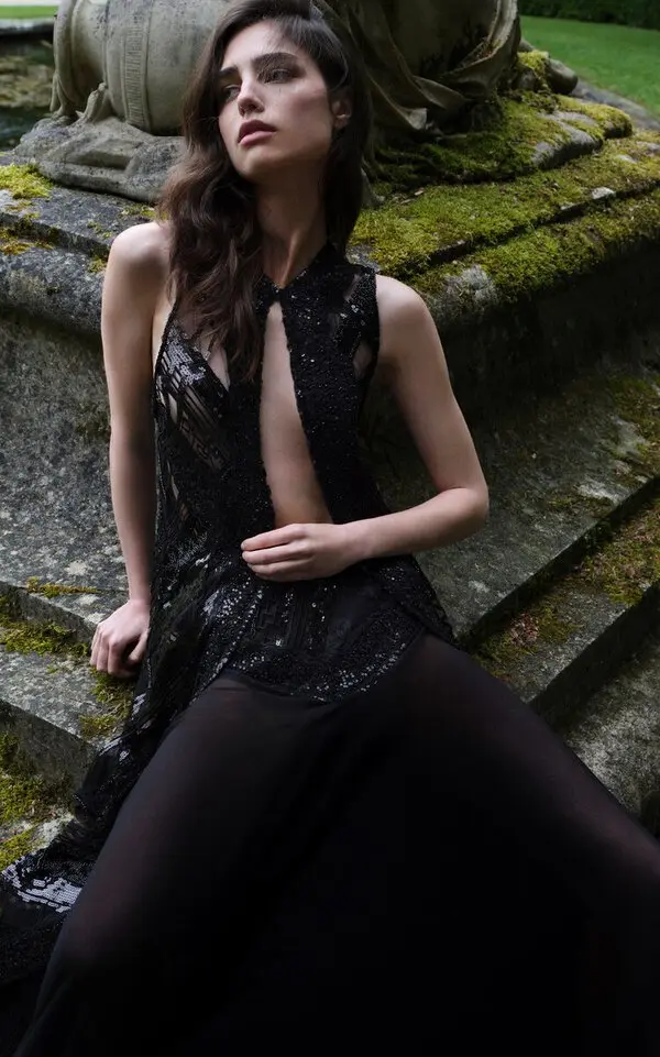 Elie Saab Sequined Sheer Vest Top