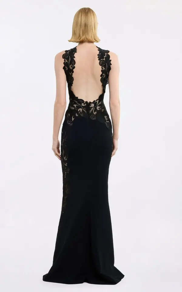 Elie Saab Macrame-lace Paneled Maxi Dress