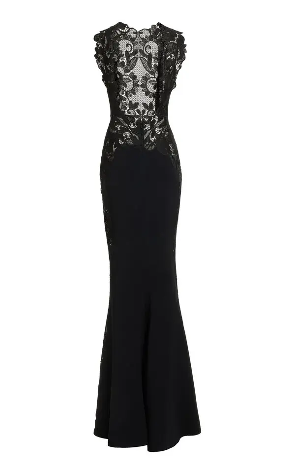 Elie Saab Macrame-lace Paneled Maxi Dress
