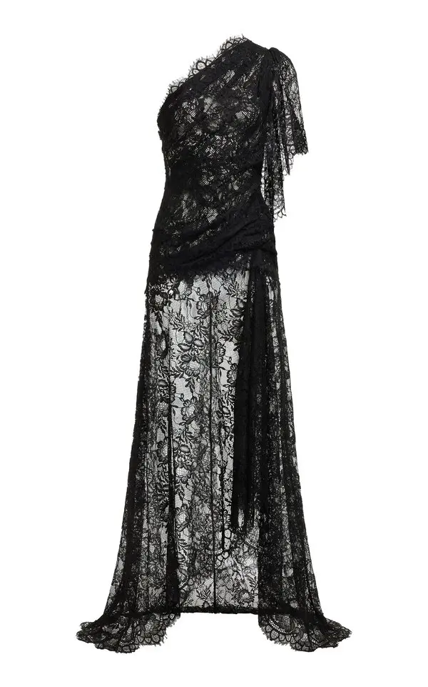 Elie Saab One-shoulder Lace Maxi Dress