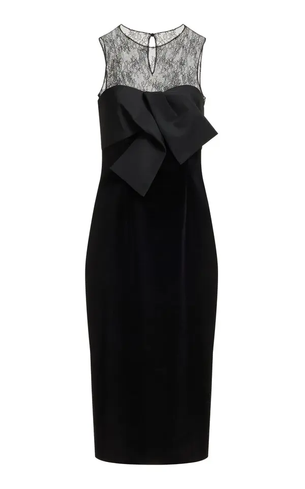 Elie Saab Lace-top Velvet Midi Dress