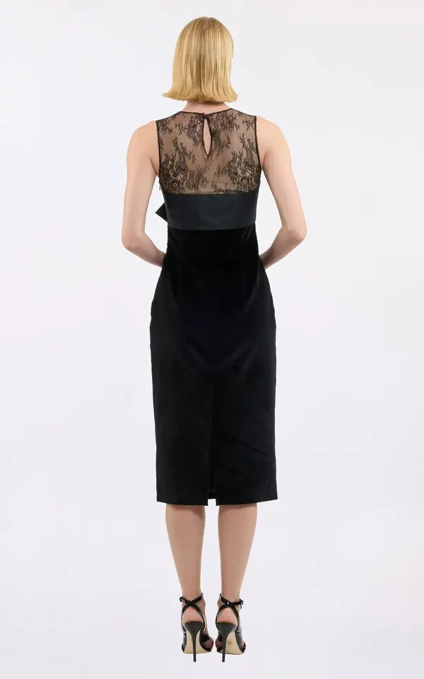 Elie Saab Lace-top Velvet Midi Dress