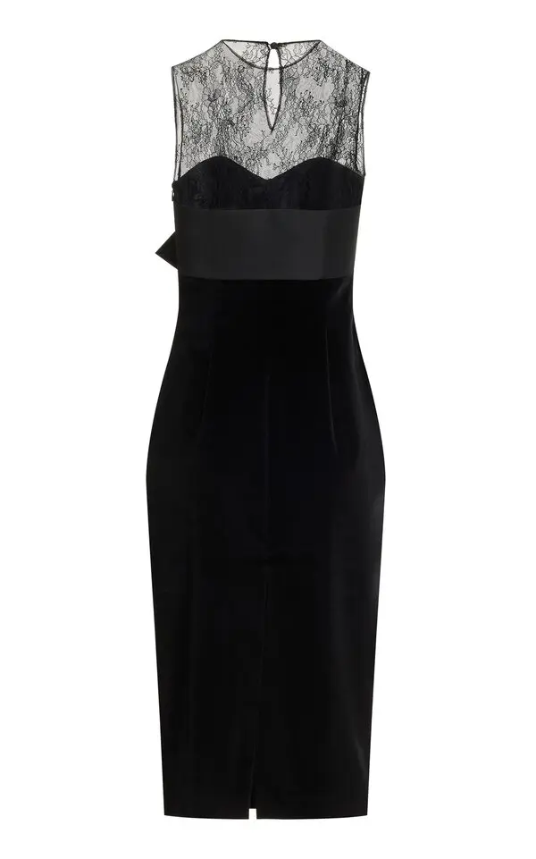 Elie Saab Lace-top Velvet Midi Dress