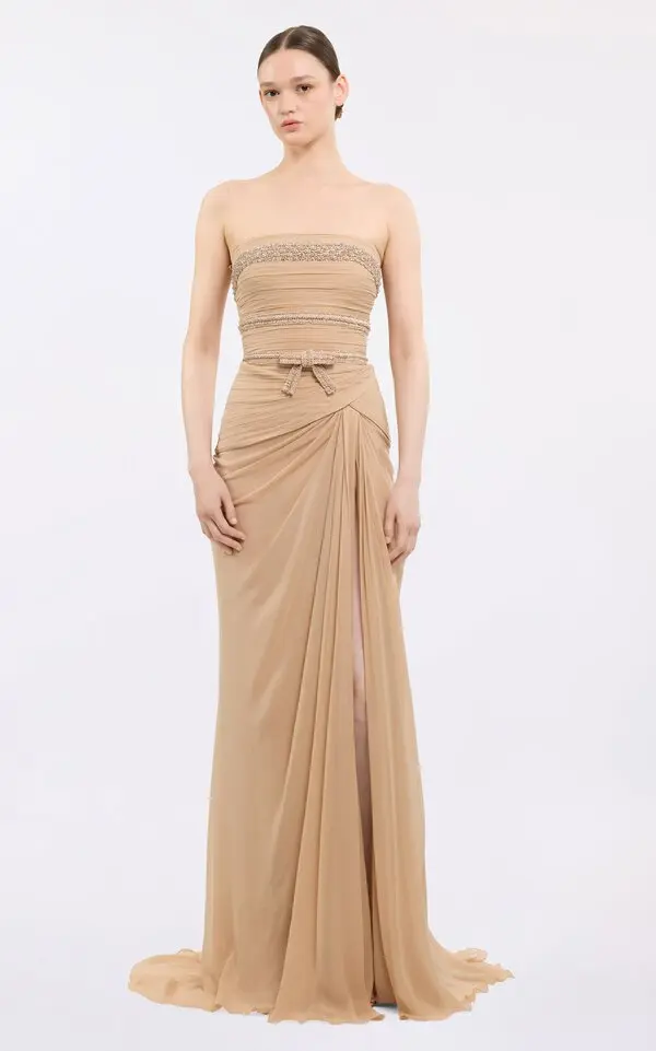 Elie Saab Bead-embellished Silk-blend Maxi Dress