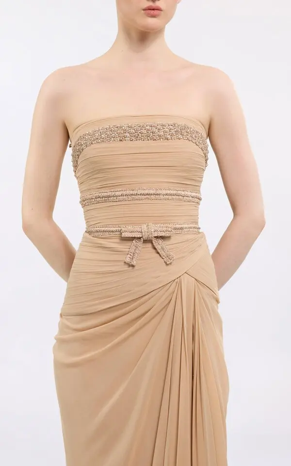 Elie Saab Bead-embellished Silk-blend Maxi Dress