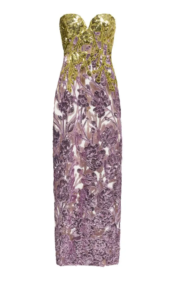 Elie Saab Embroidered Sequined Maxi Dress - Multi