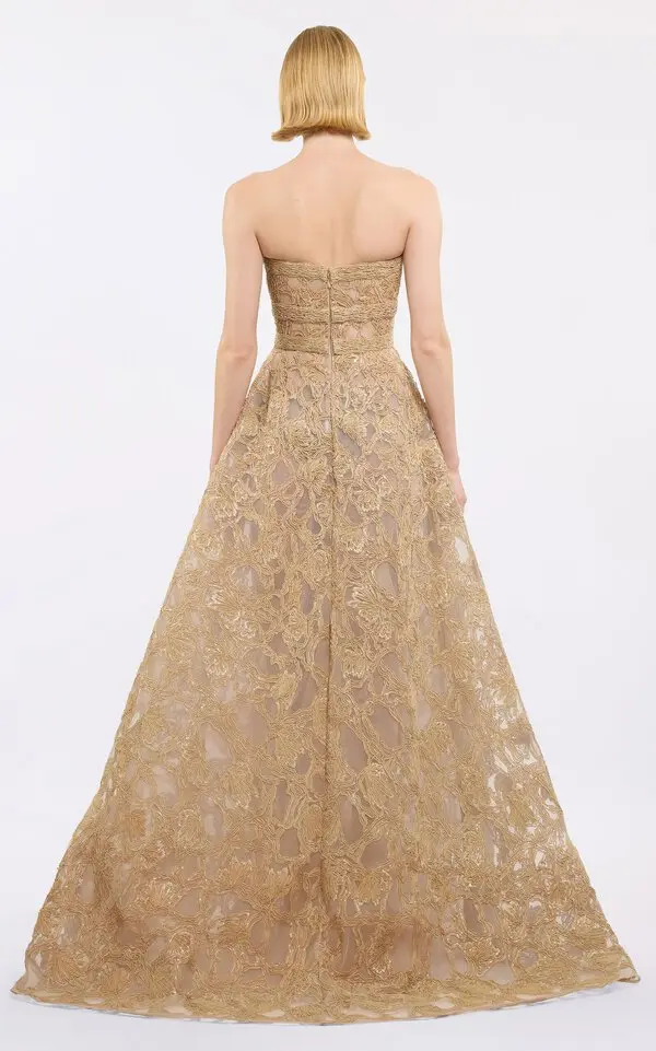 Elie Saab Floral-embellished Raffia-embroidered Gown