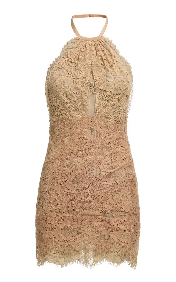 Elie Saab Halter Top Lace Mini Dress