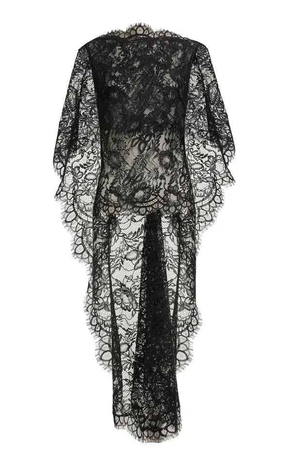 Elie Saab Cascading Lace Cape-sleeve Top