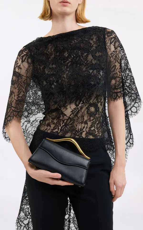 Elie Saab Cascading Lace Cape-sleeve Top
