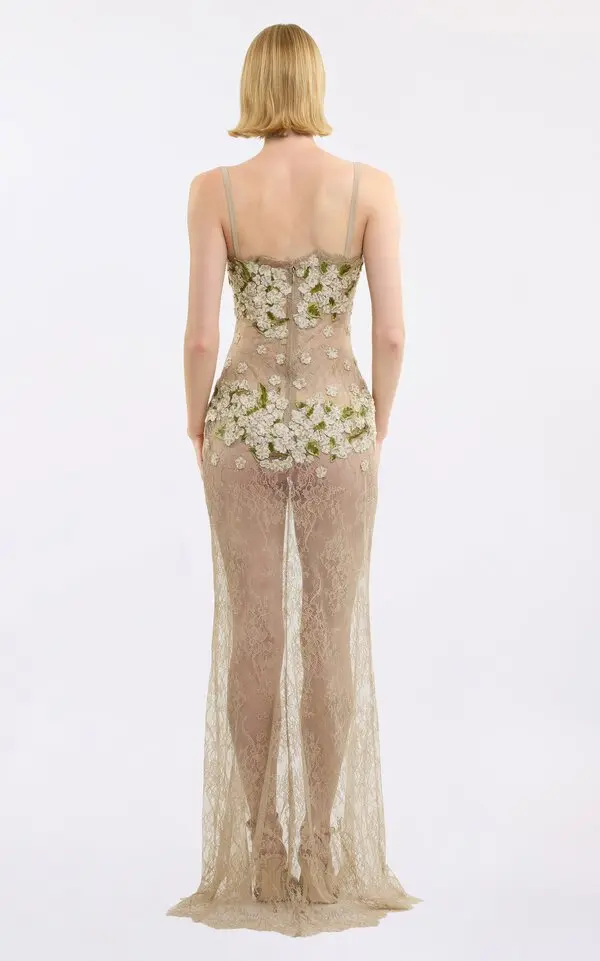 Elie Saab Floral-embellished Lace Maxi Skirt